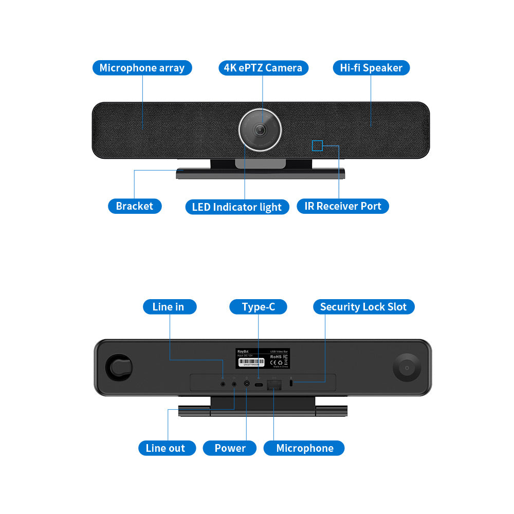 RayBit 3 in 1 4K Ai Video Bar TB5